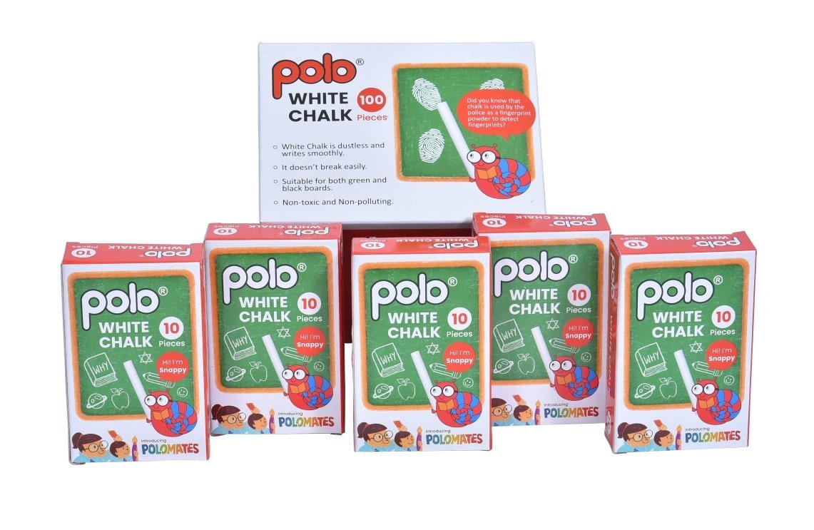 Dust less White Chalk - 100 pieces - Polo Colours