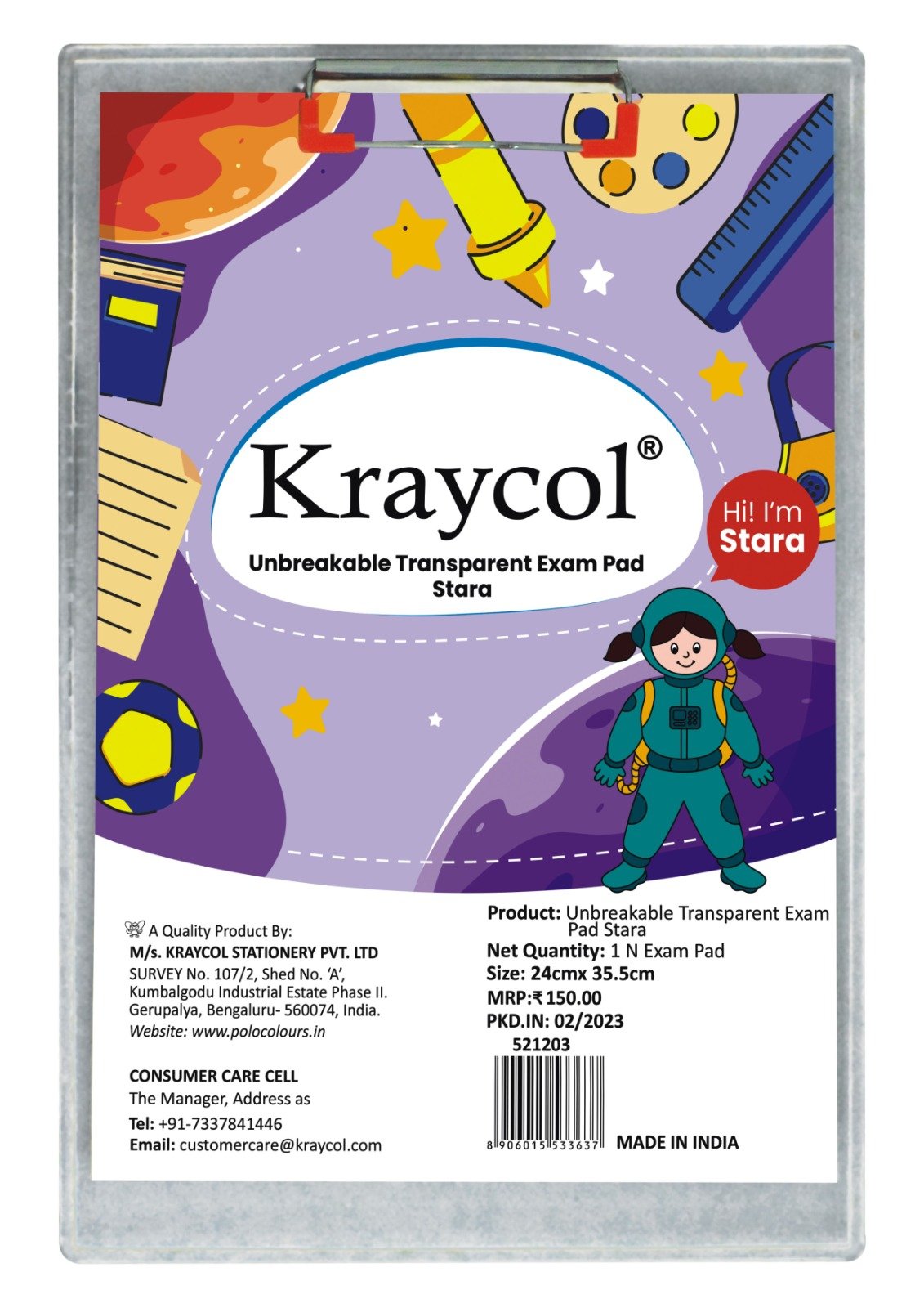 EXAM PAD (24 X 35.5 ) UNBREAKABLE TRANSPERENT STARA - Polo Colours